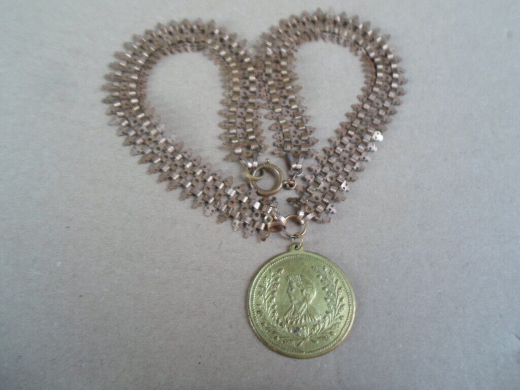 Antique Victorian 19c. Gold Filled Book Chain Necklace With Pendant - Etsy