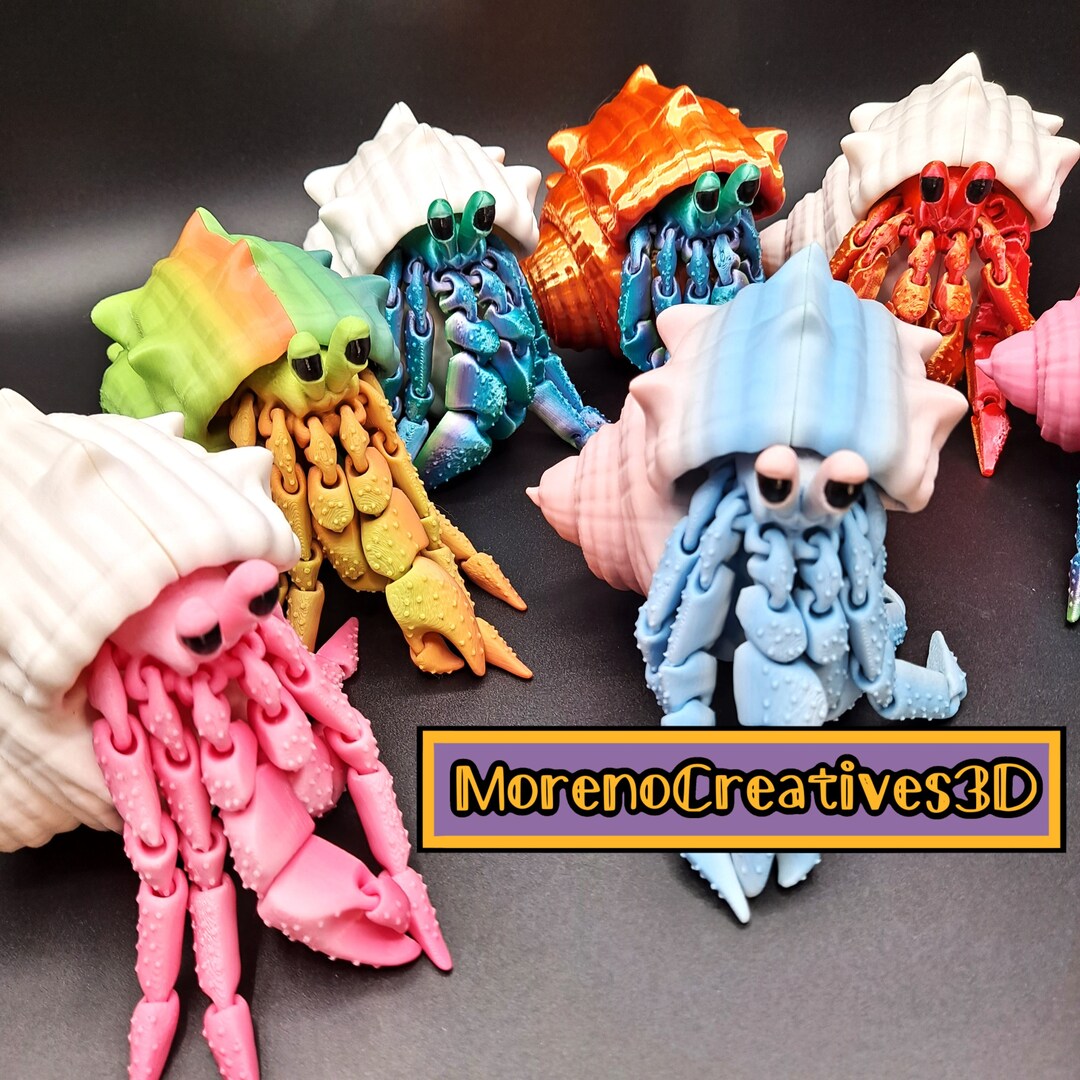3D Printed Flexi Hermit Crab OR Removable Shell - Etsy