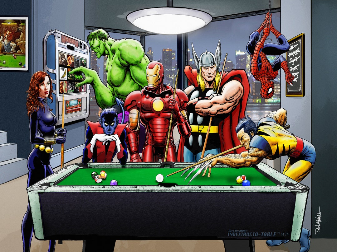 Marvel Superheroes Billiards Table TT Iconic Movie Scenes and Music ...