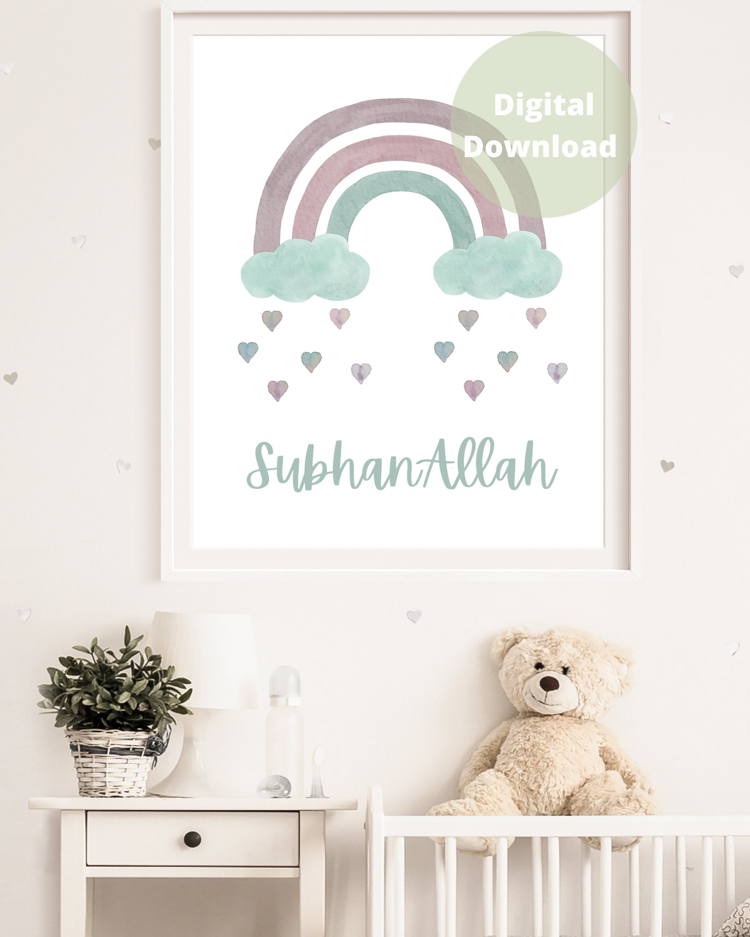 Islamic Children's Rainbow Printable With Caption 'subhanallah' Nursery ...