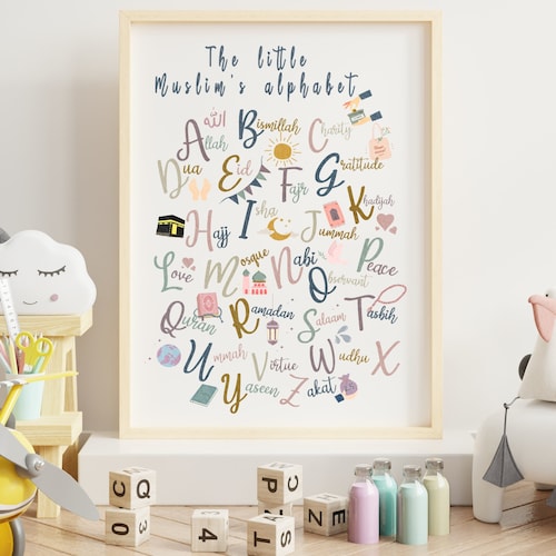 Kids Islamic Wall Art Alphabet Print Children's Nursery - Etsy
