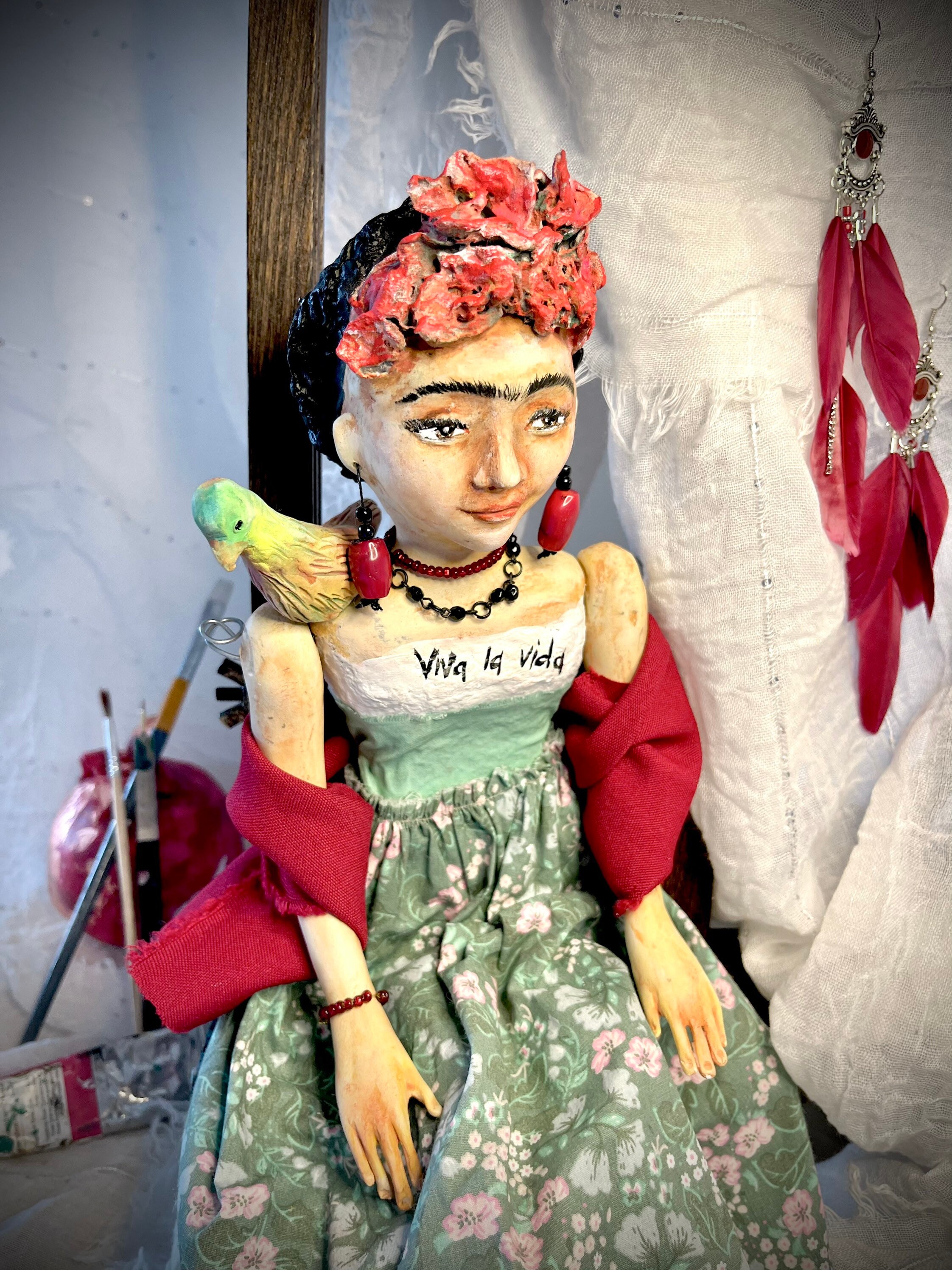 Frida Kahlo Artwork, Frida Art , Art Work Artdoll Frida, Collected Artdoll, OOAK Art Doll Frida ...