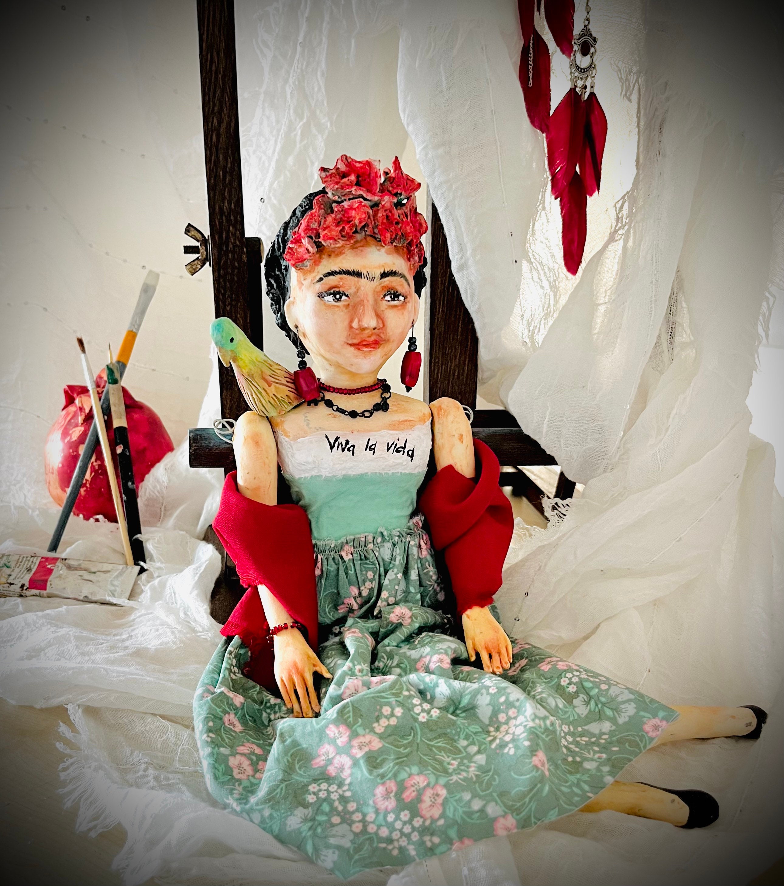 Frida Kahlo Artwork, Frida Art , Art Work Artdoll Frida, Collected Artdoll, OOAK Art Doll Frida ...