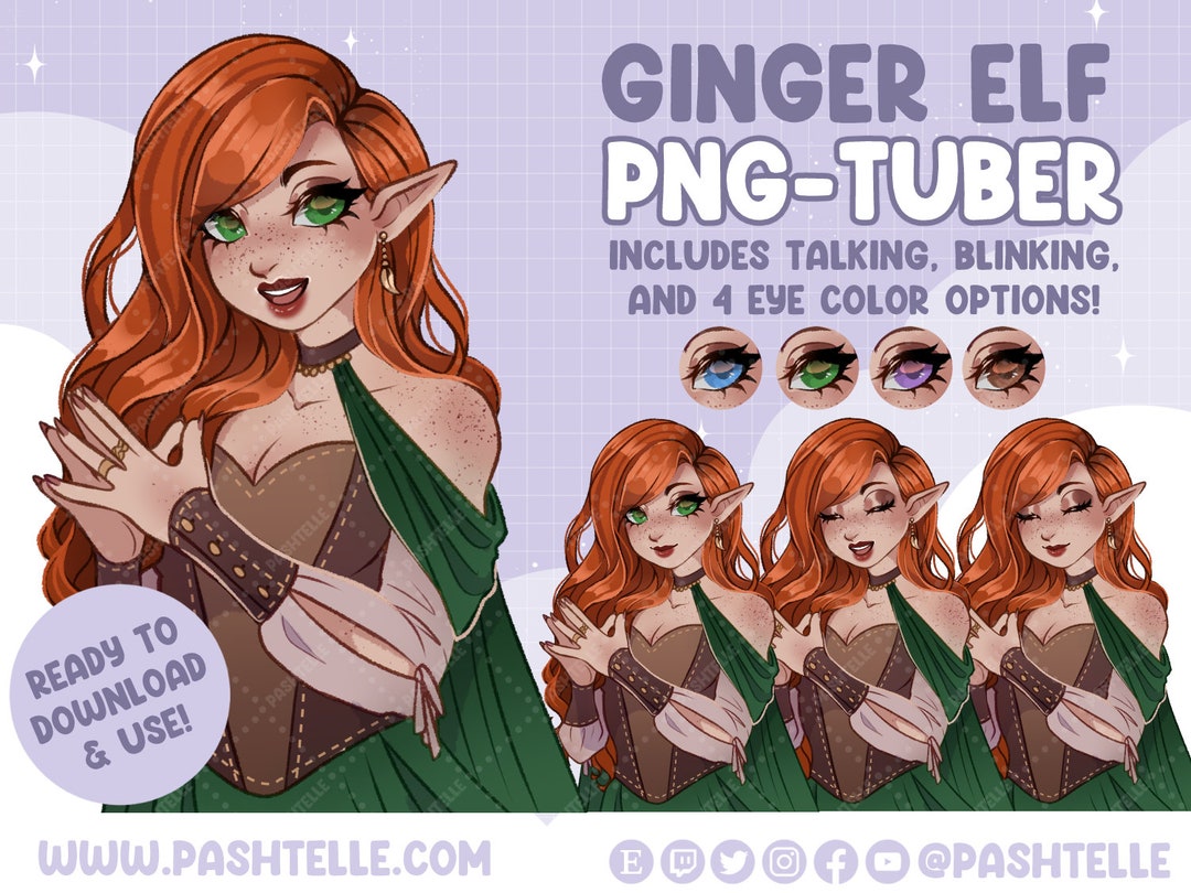 Ginger Elf Pngtuber Model | Ready for Streaming on Twitch, Veadotube ...