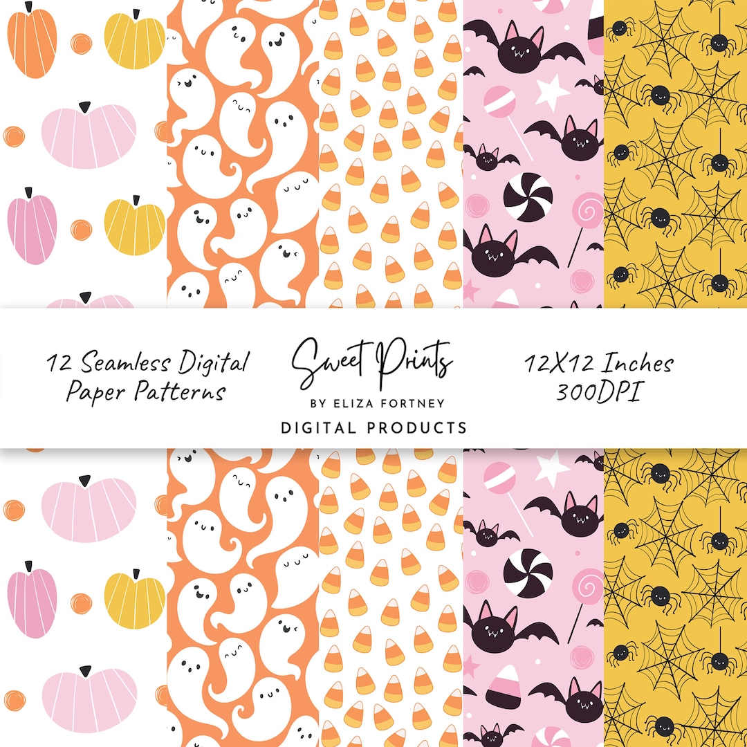 Halloween Digital Paper, Planner Paper, Digital Patterns, Seamless ...