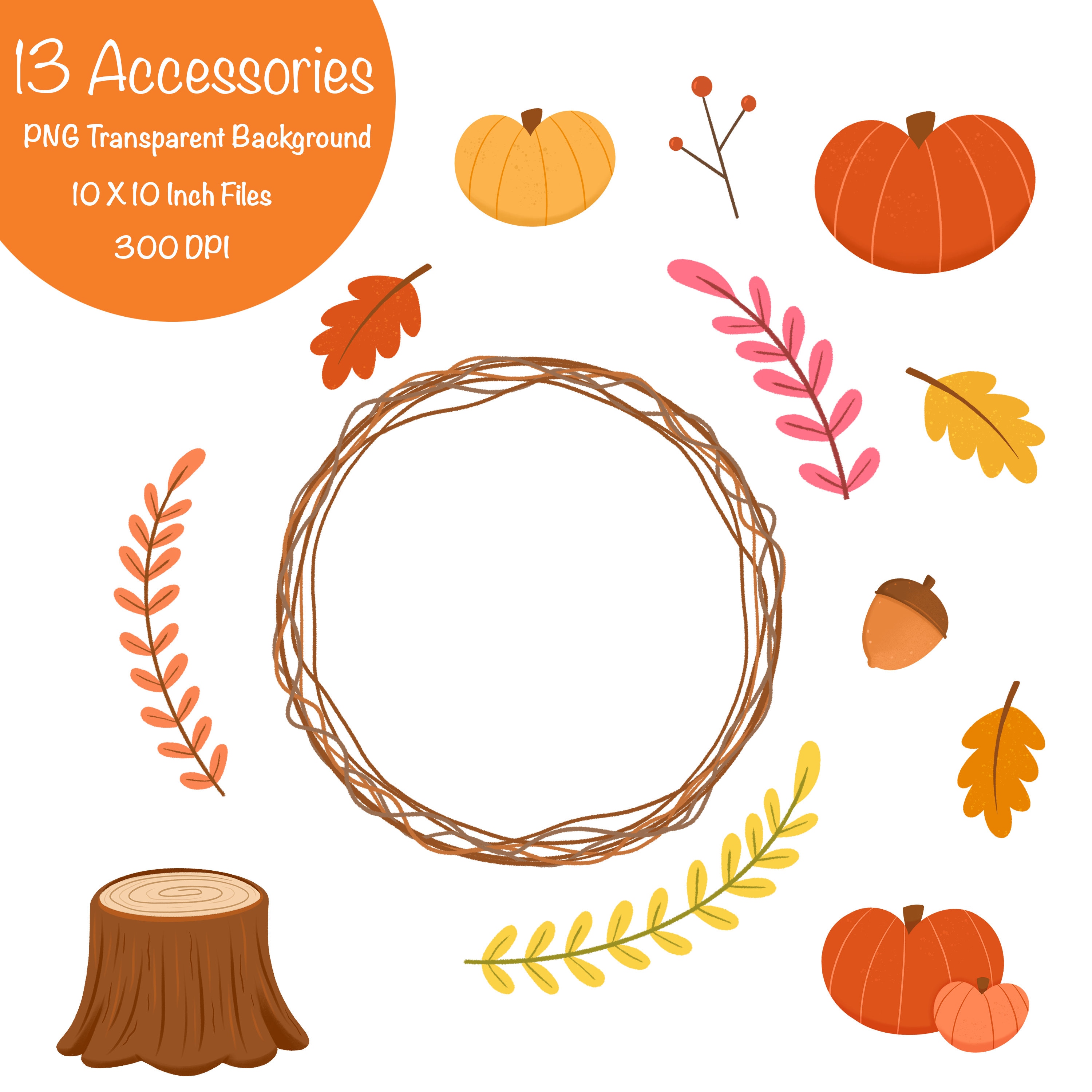 Hand Painted Fall Clipart, Autumn Clipart, Instant Download, Fall ...