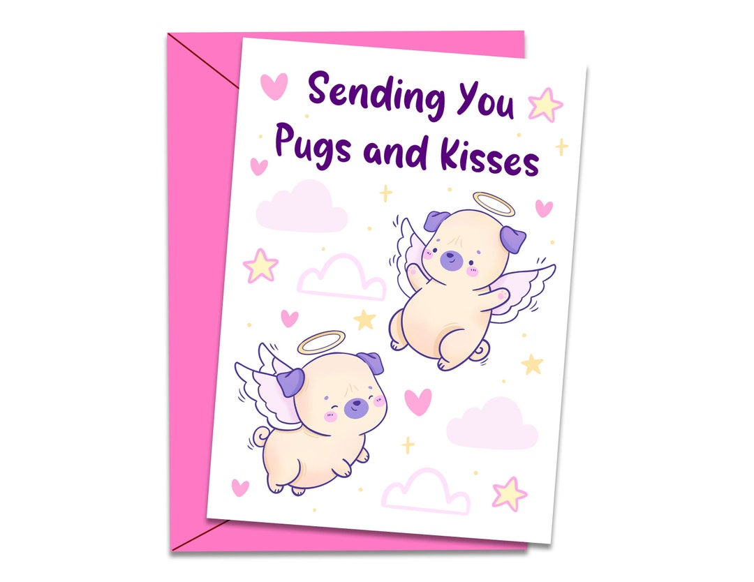 Pug Valentine's Day Card, Kids Printable Valentines Card, Digital ...