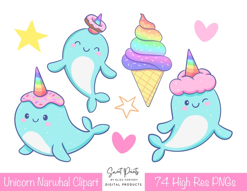 Unicorn Narwhal Clipart, Birthday Girl Clipart, Girl Birthday ...