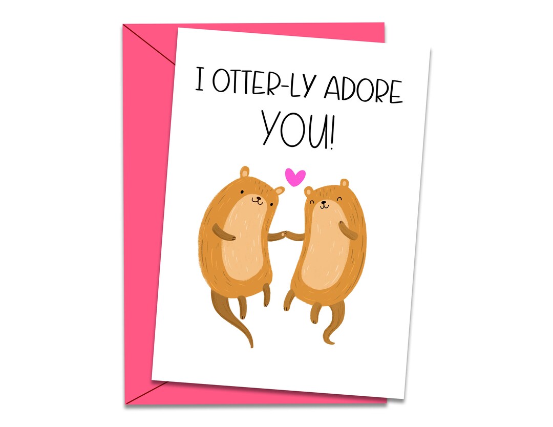 Otter Valentine's Day Card, Valentine for Friend, INSTANT DOWNLOAD ...