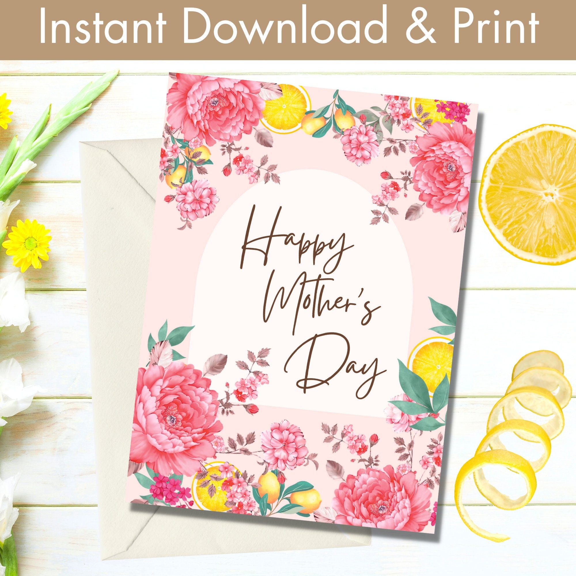 Digital Mothers Day Card Printable, Happy Mother's Day Card, Printable ...