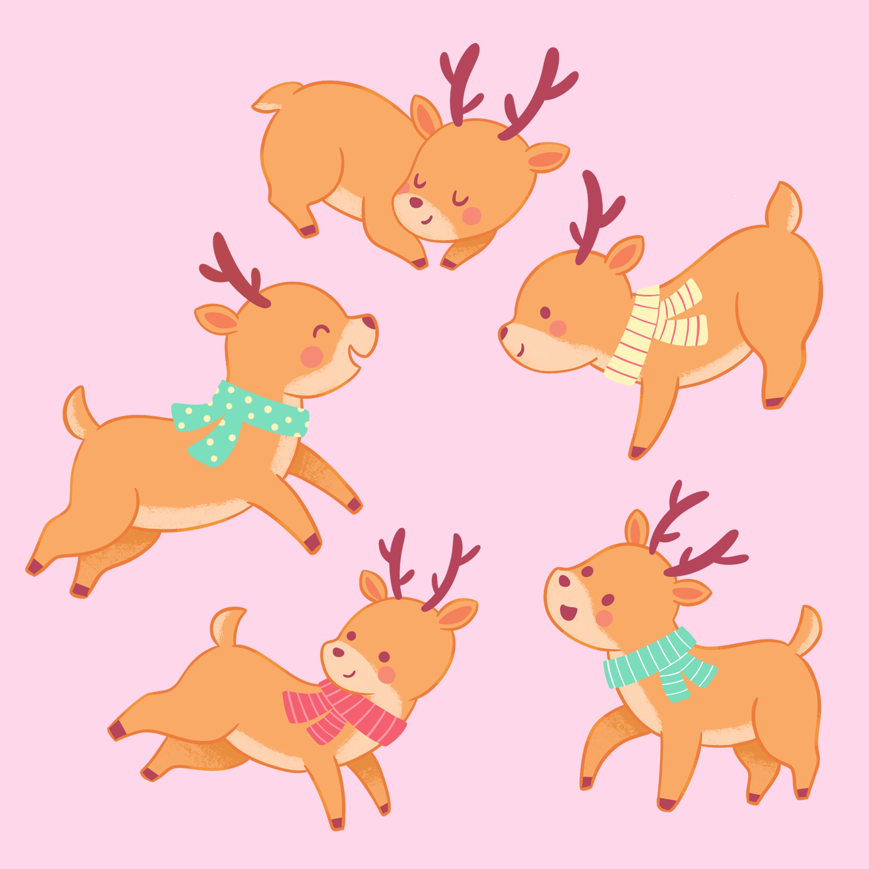 Hand Painted Reindeer Clipart, Christmas Reindeer, PNG, Cute Reindeer ...