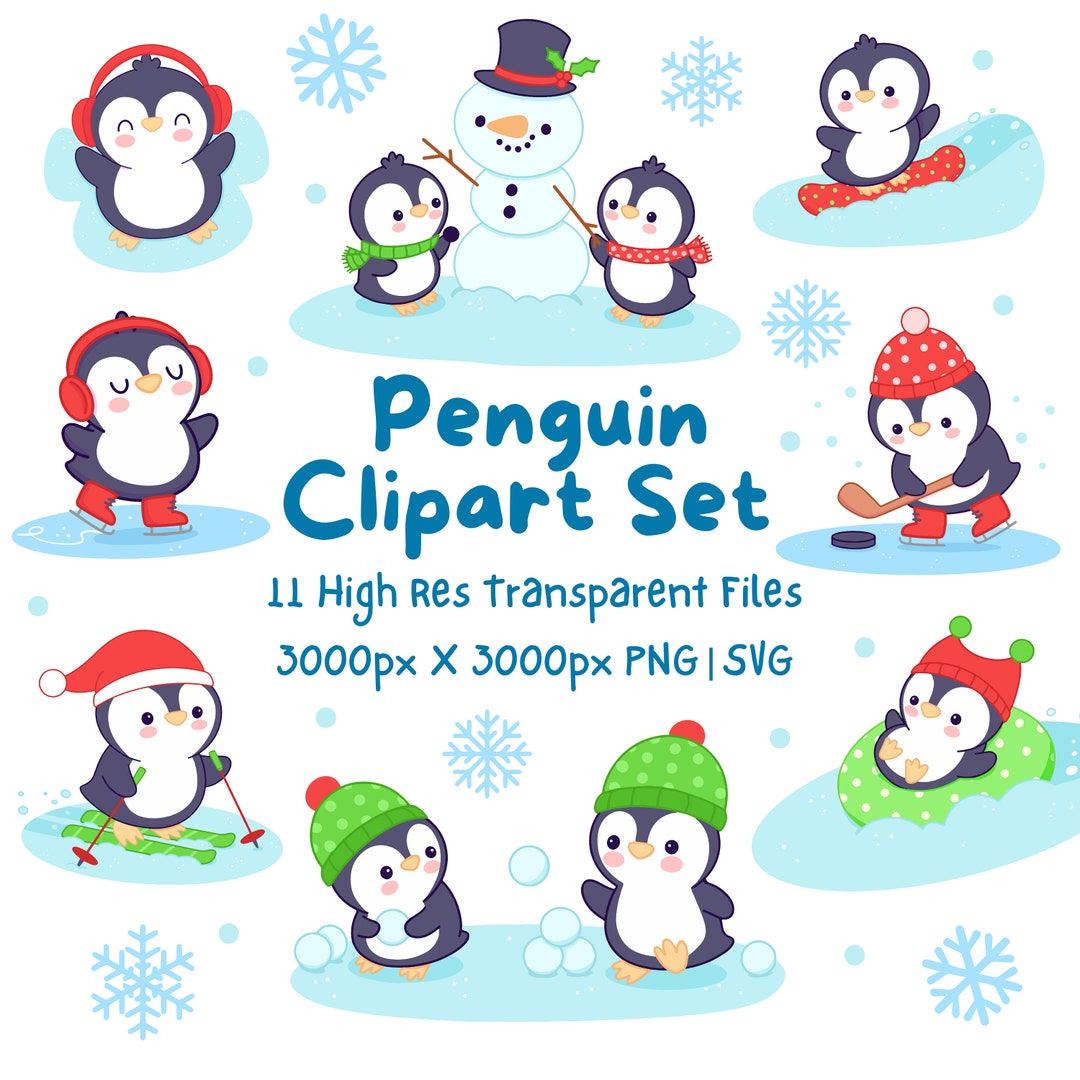 Penguin Clipart Bundle, Christmas Clipart Set, Christmas SVG, Holiday ...