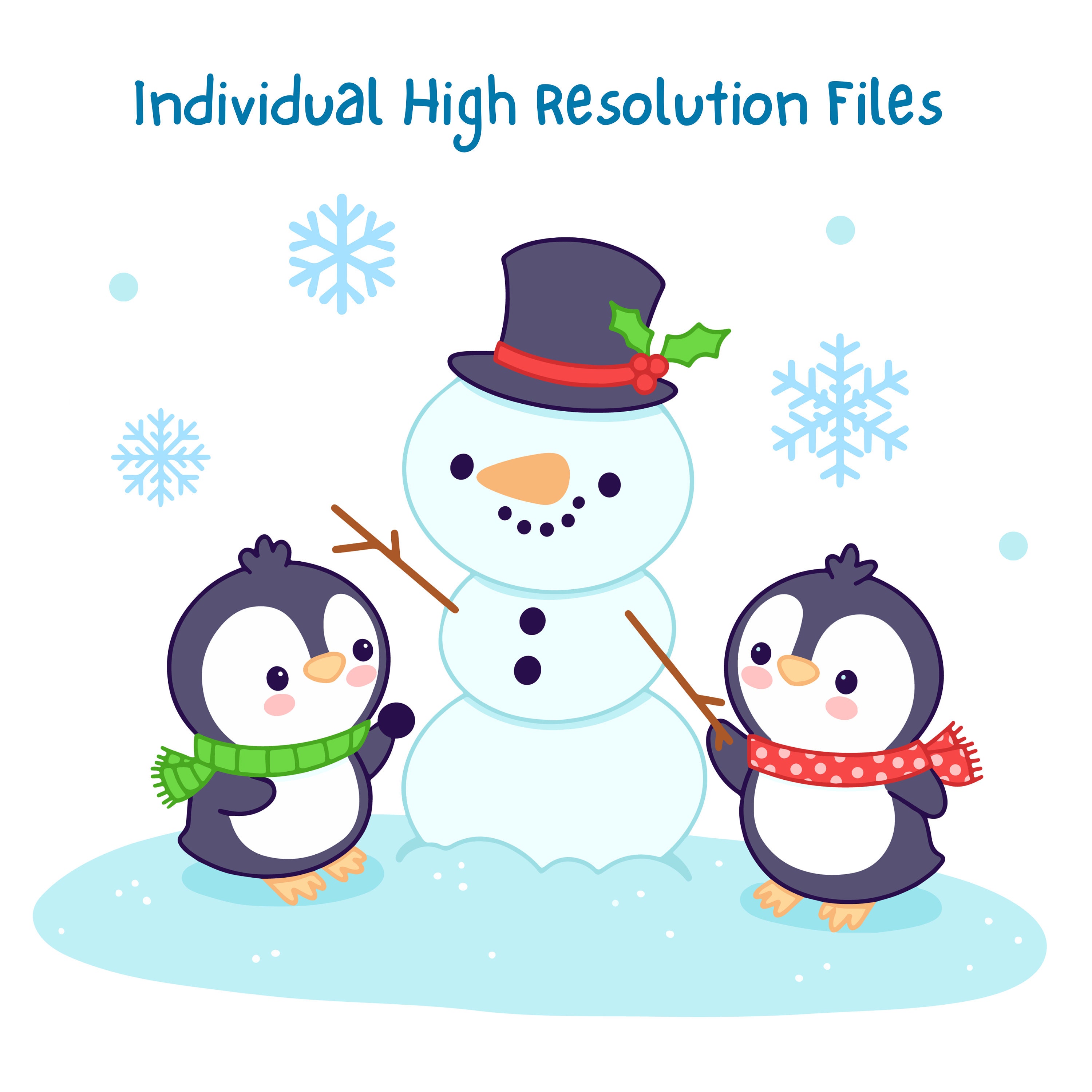 Penguin Clipart Bundle, Christmas Clipart Set, Christmas SVG, Holiday ...