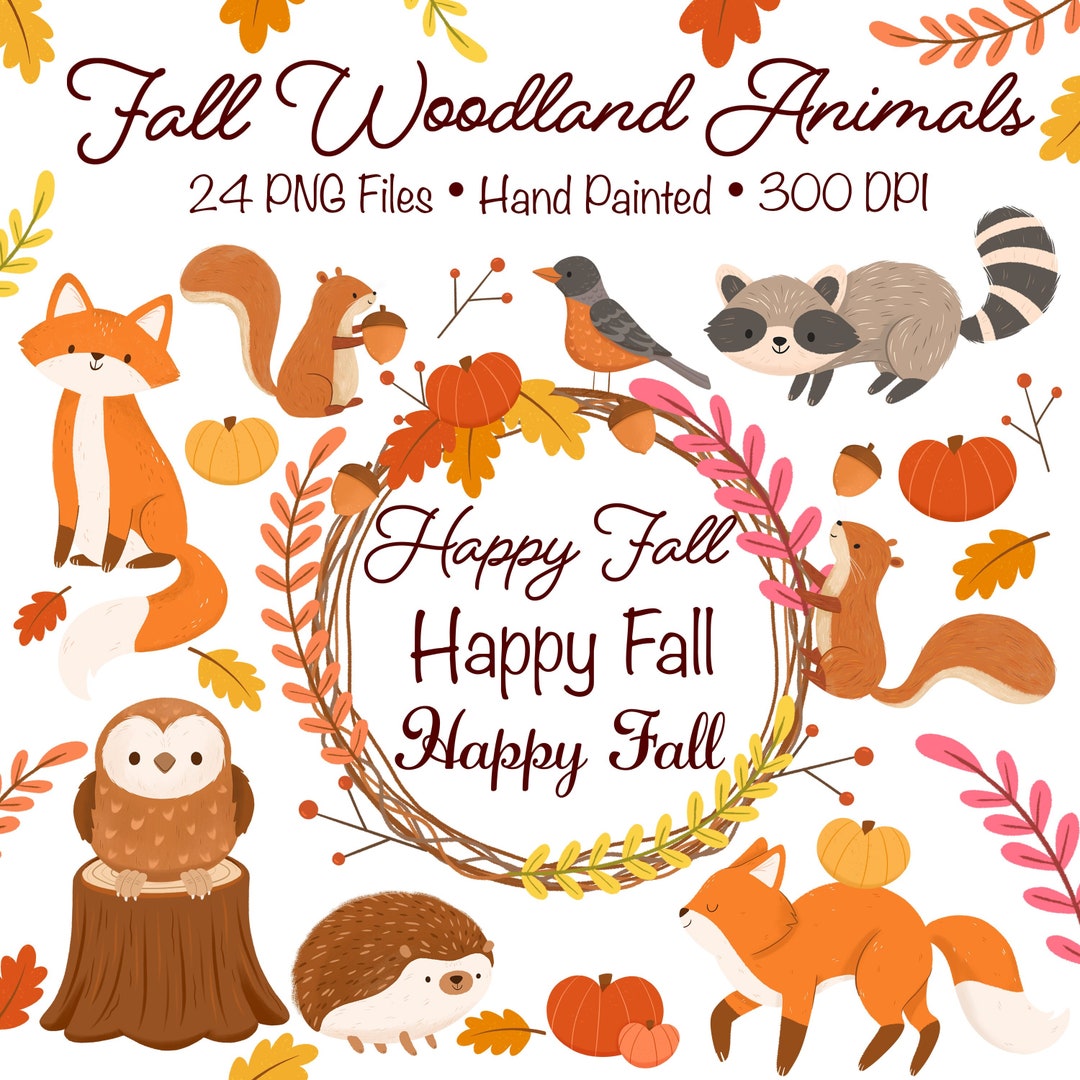Hand Painted Fall Clipart, Autumn Clipart, Instant Download, Fall ...