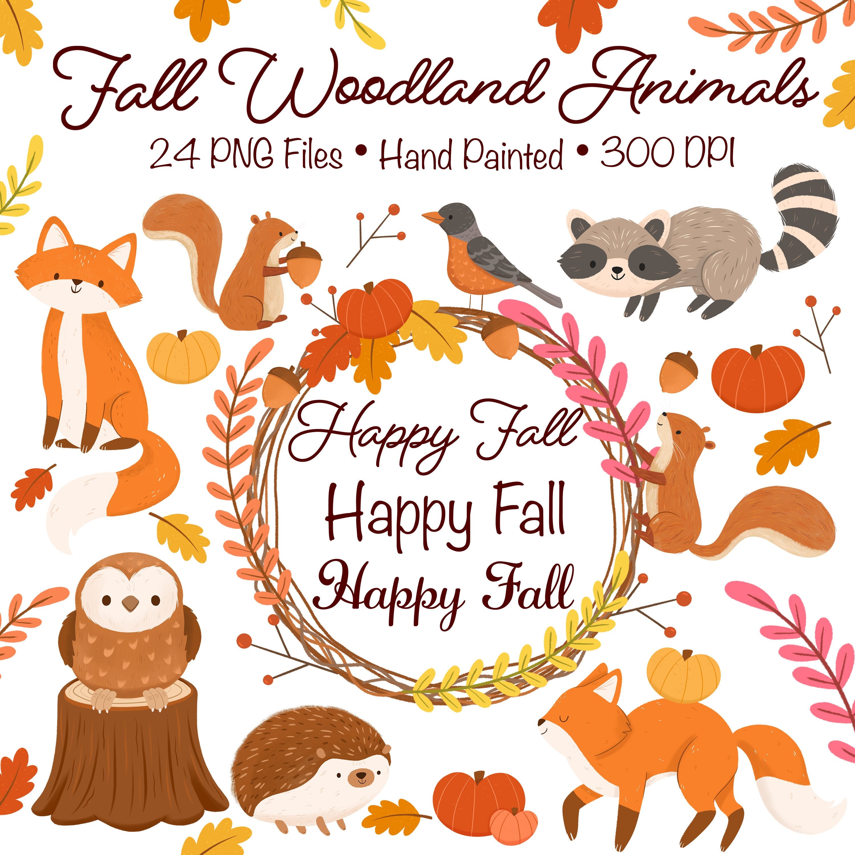 Hand Painted Fall Clipart, Autumn Clipart, Instant Download, Fall ...