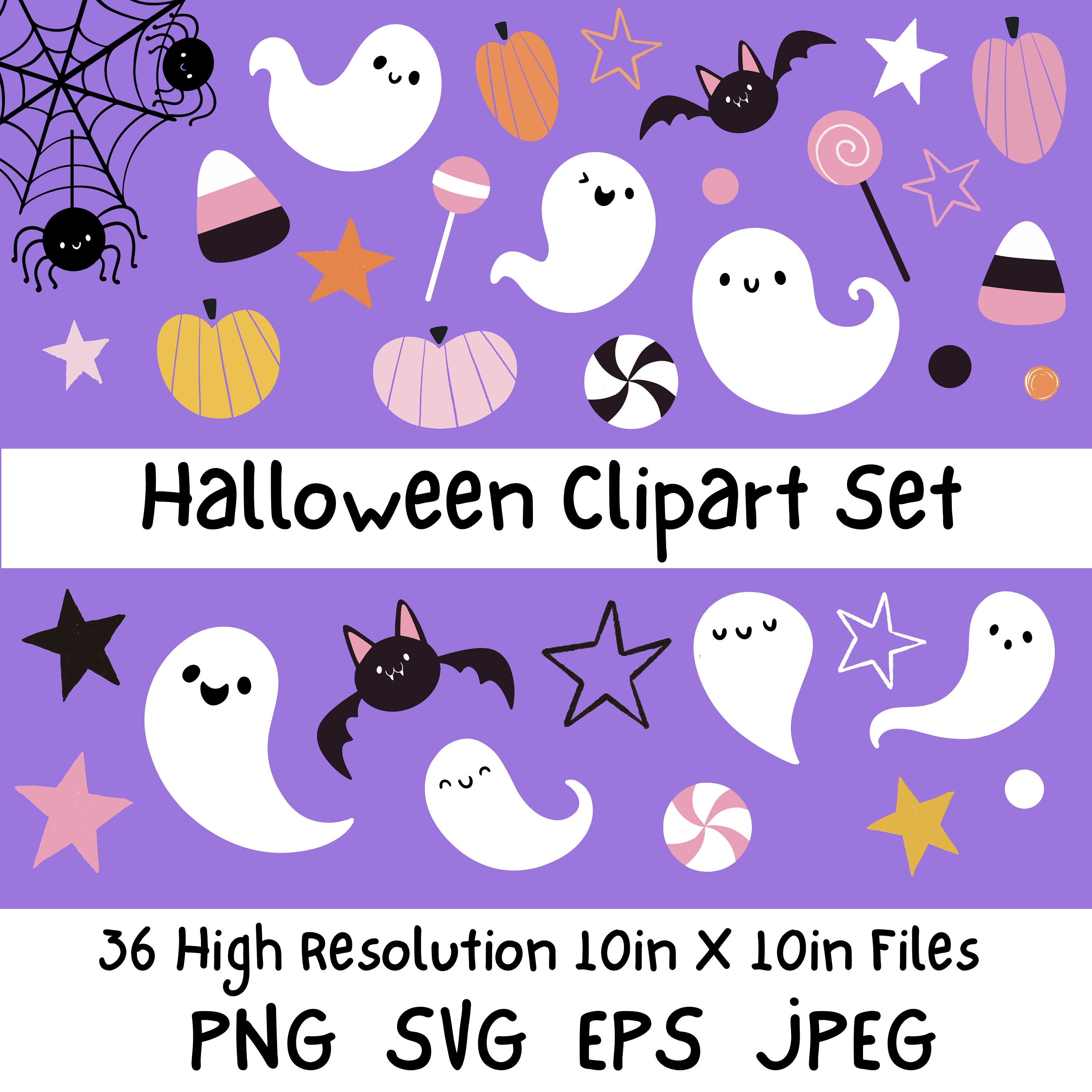 Cute Halloween Clipart Bundle, Halloween SVG Bundle, Kids Halloween ...