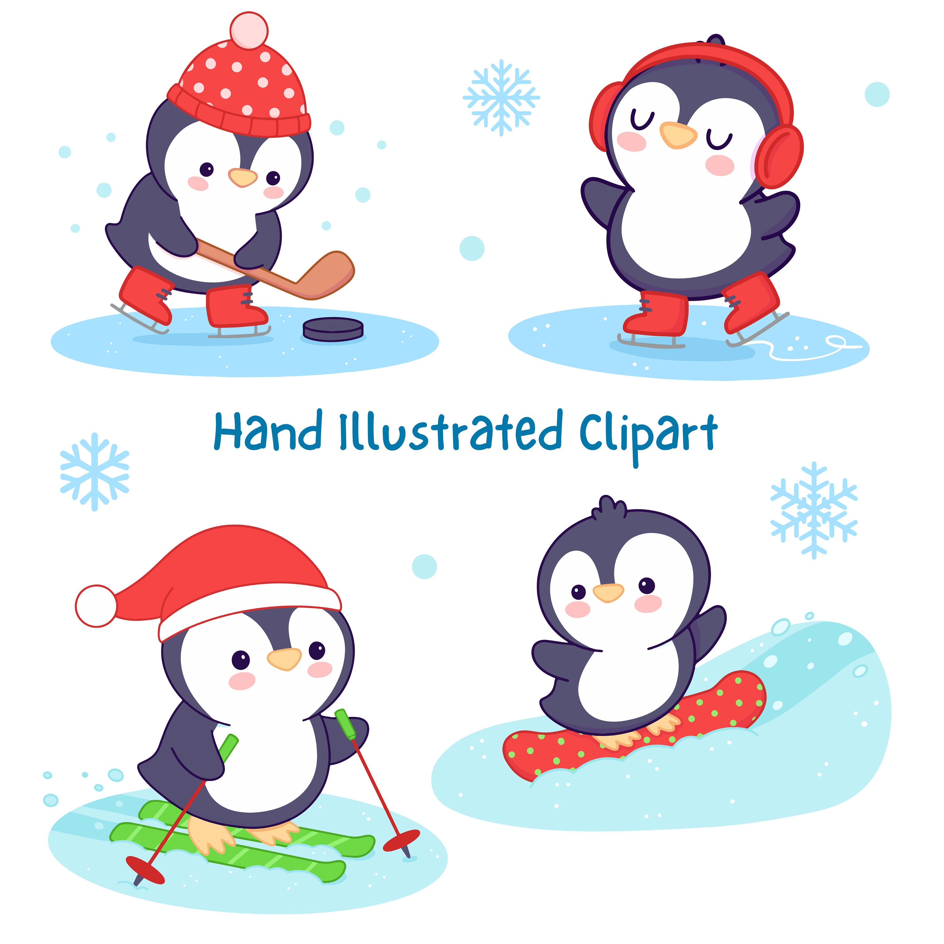 Penguin Clipart Bundle, Christmas Clipart Set, Christmas SVG, Holiday ...