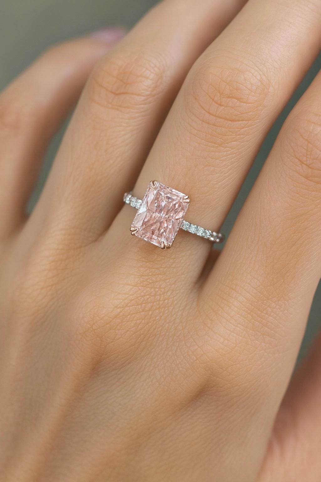 The Azalea | Pink Diamond Engagement Ring 2ct Lab Grown Radiant Double ...