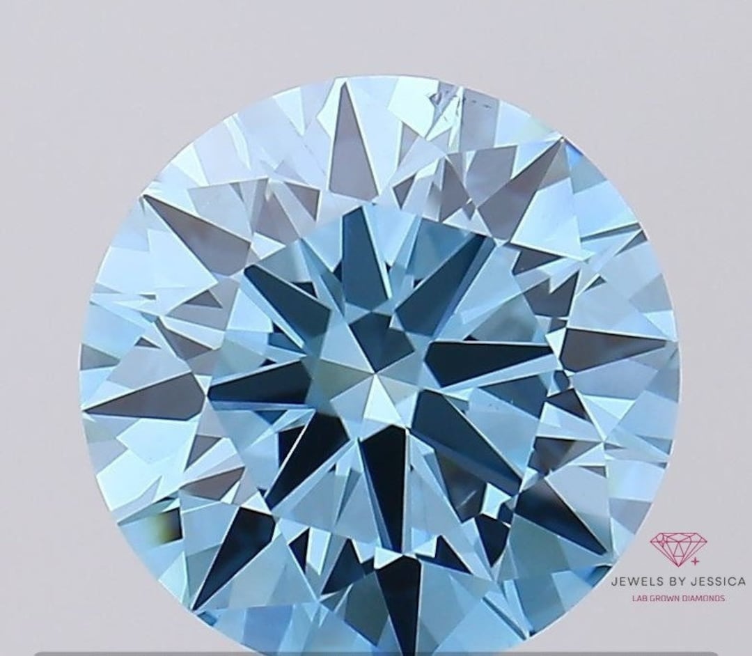 3.07ct. Fancy Blue Colored Round Cut Non-certified Lab Grown Diamond ...