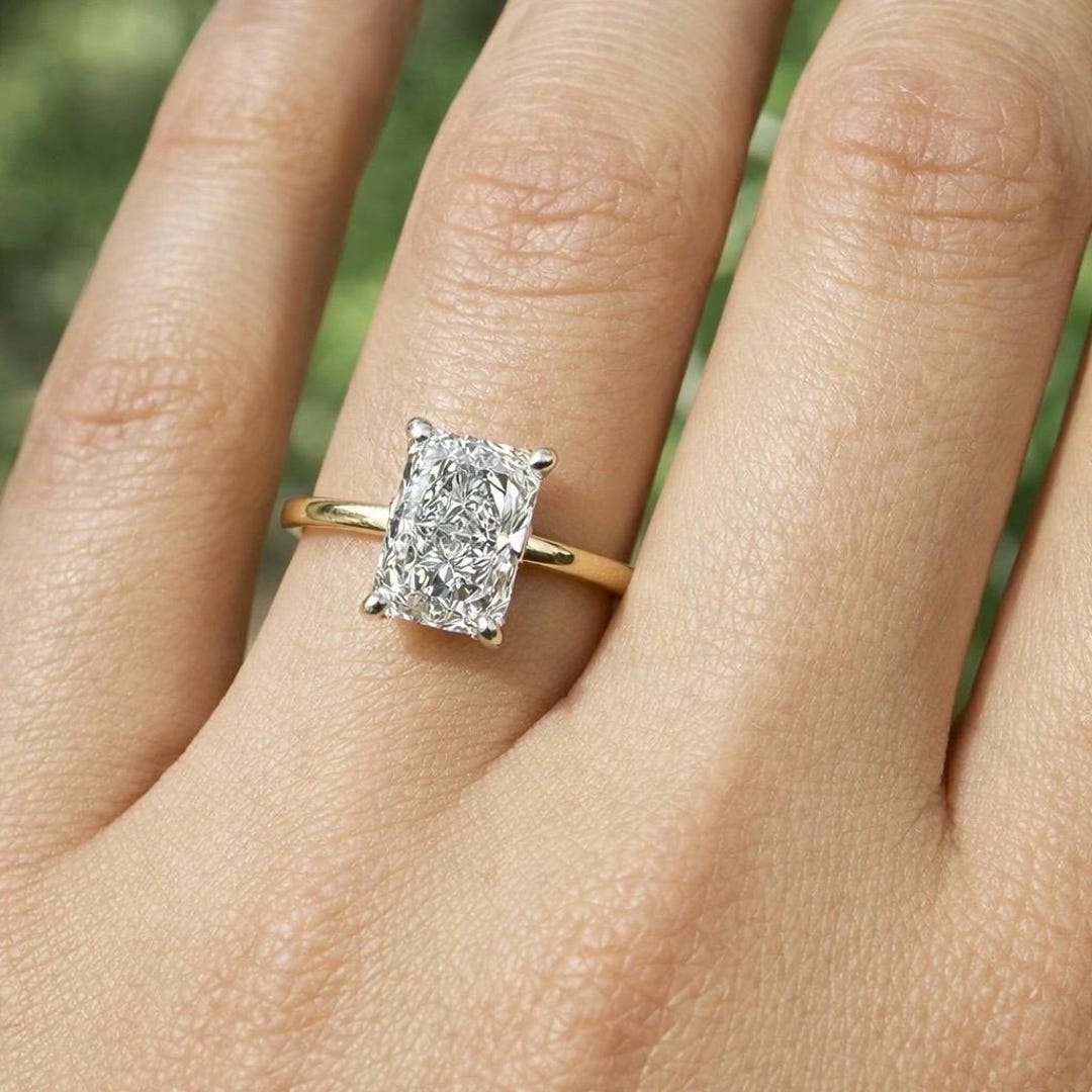 The Ada | Radiant Cut Lab Grown Diamond Engagement Ring 2ct Hidden Halo ...