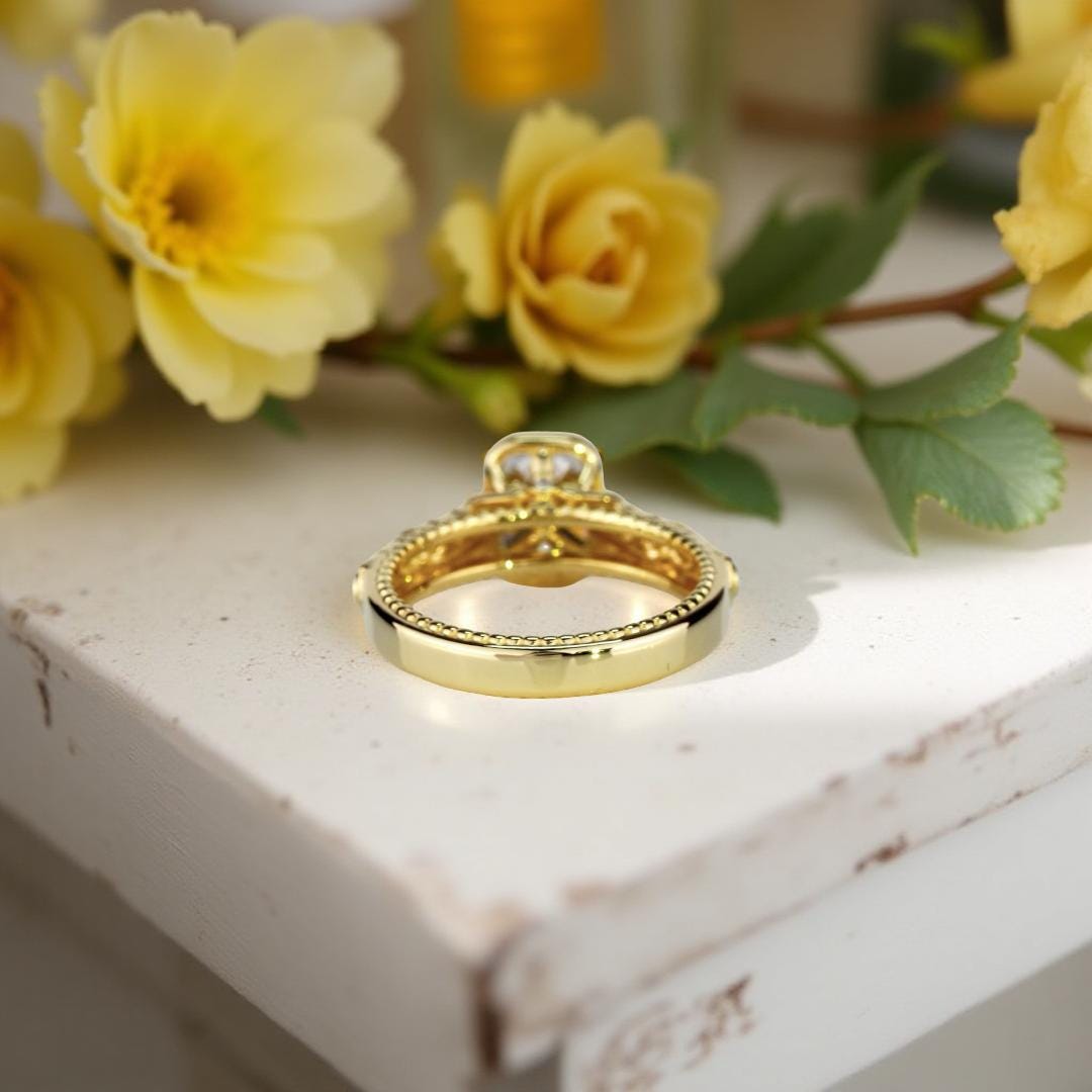 The Michelle | Cushion Cut Lab Grown Diamond Bezel Engagement Ring ...