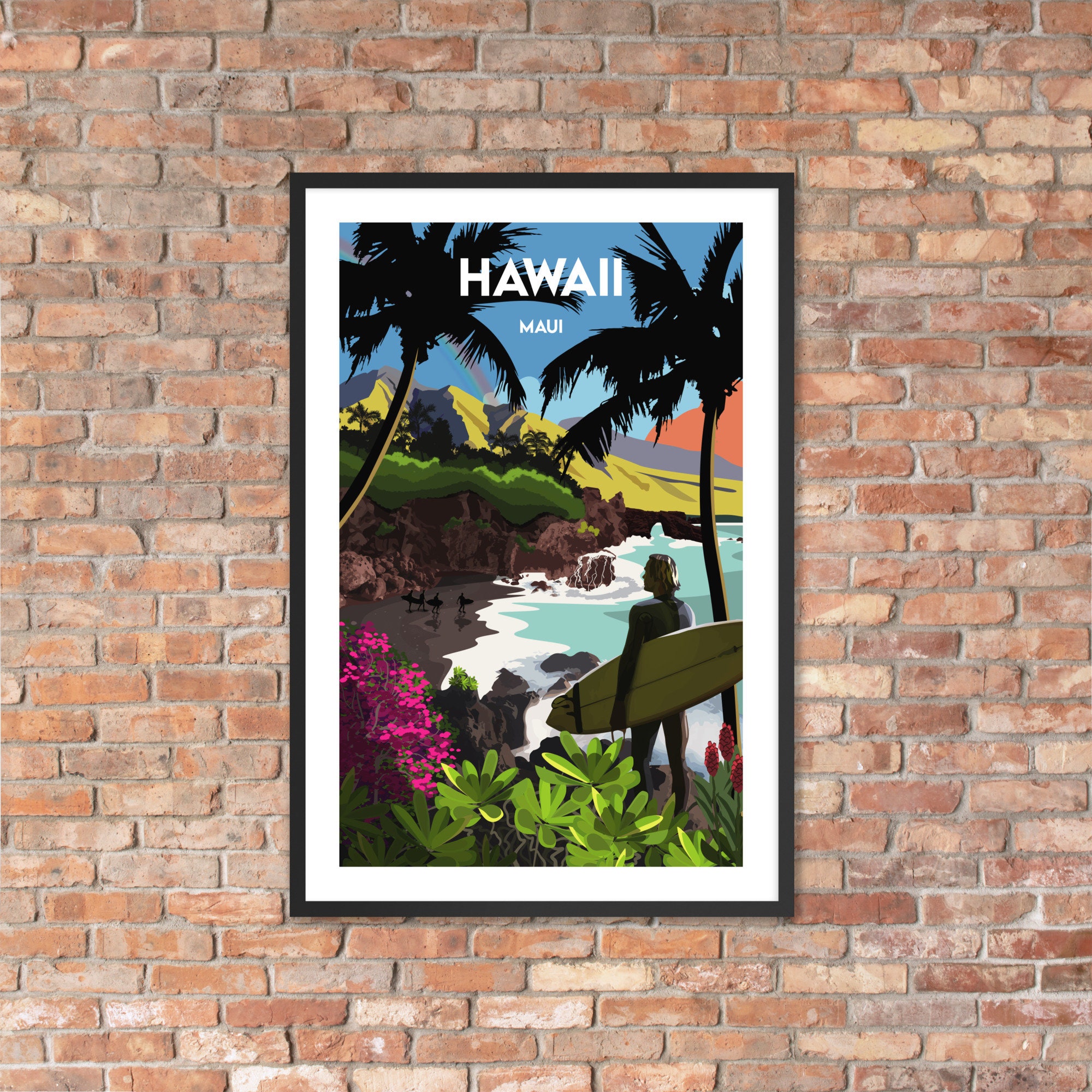 My Hawaii Maui Travel Poster surfer Hawaii Maui Print - Etsy