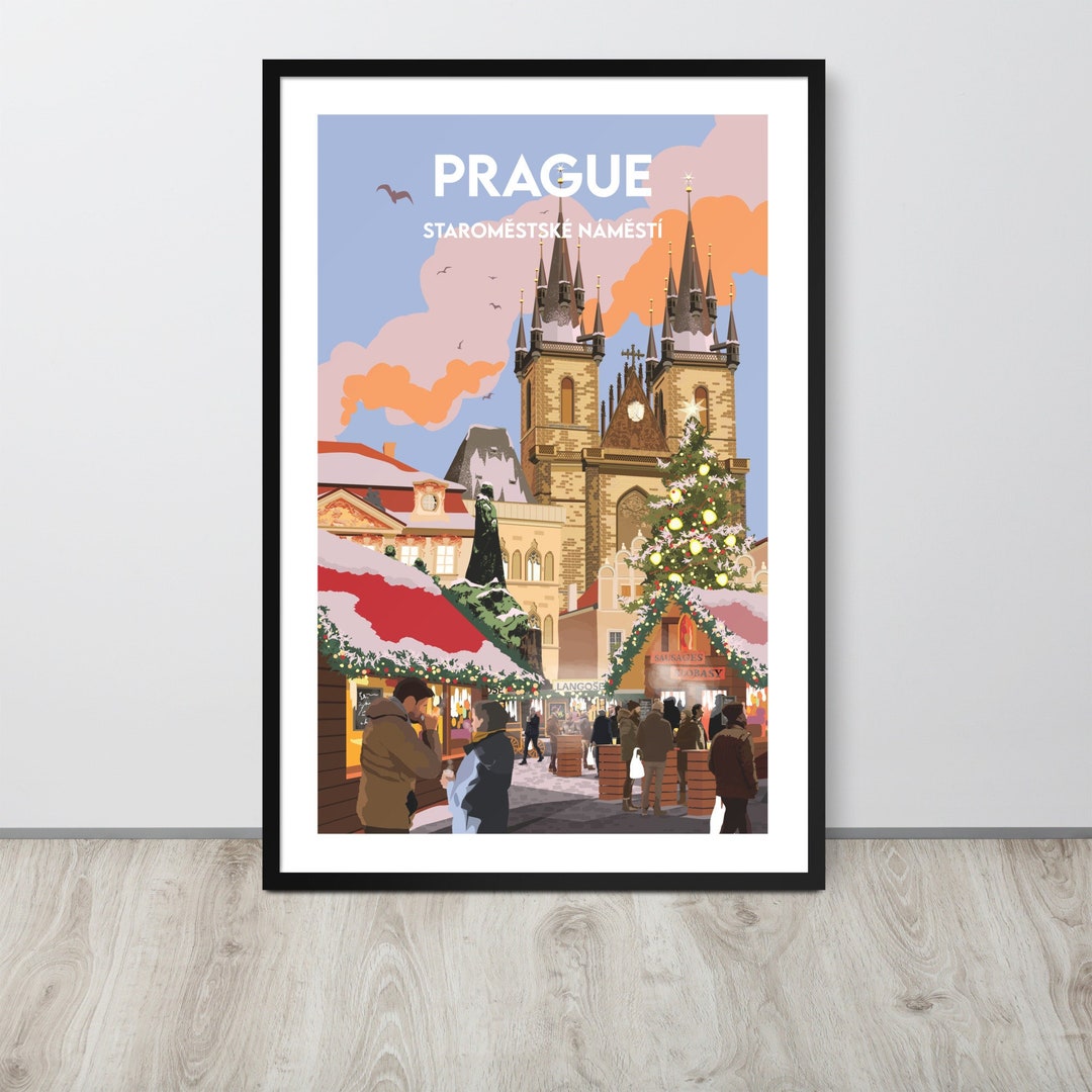 My Prague Czech Republic Travel Poster, Prague Christmas Market Print ...
