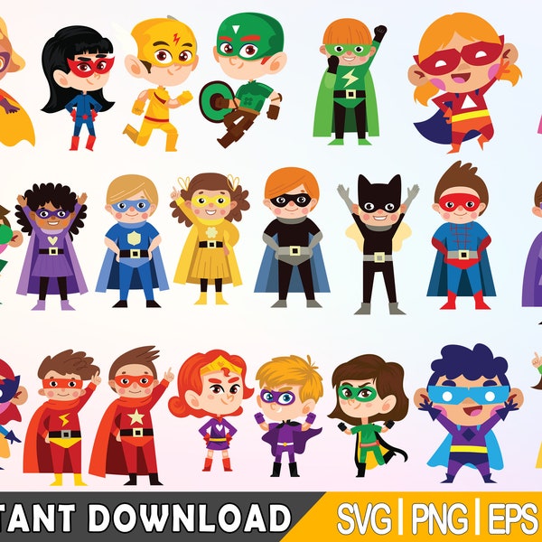 Superhero Clipart - Etsy