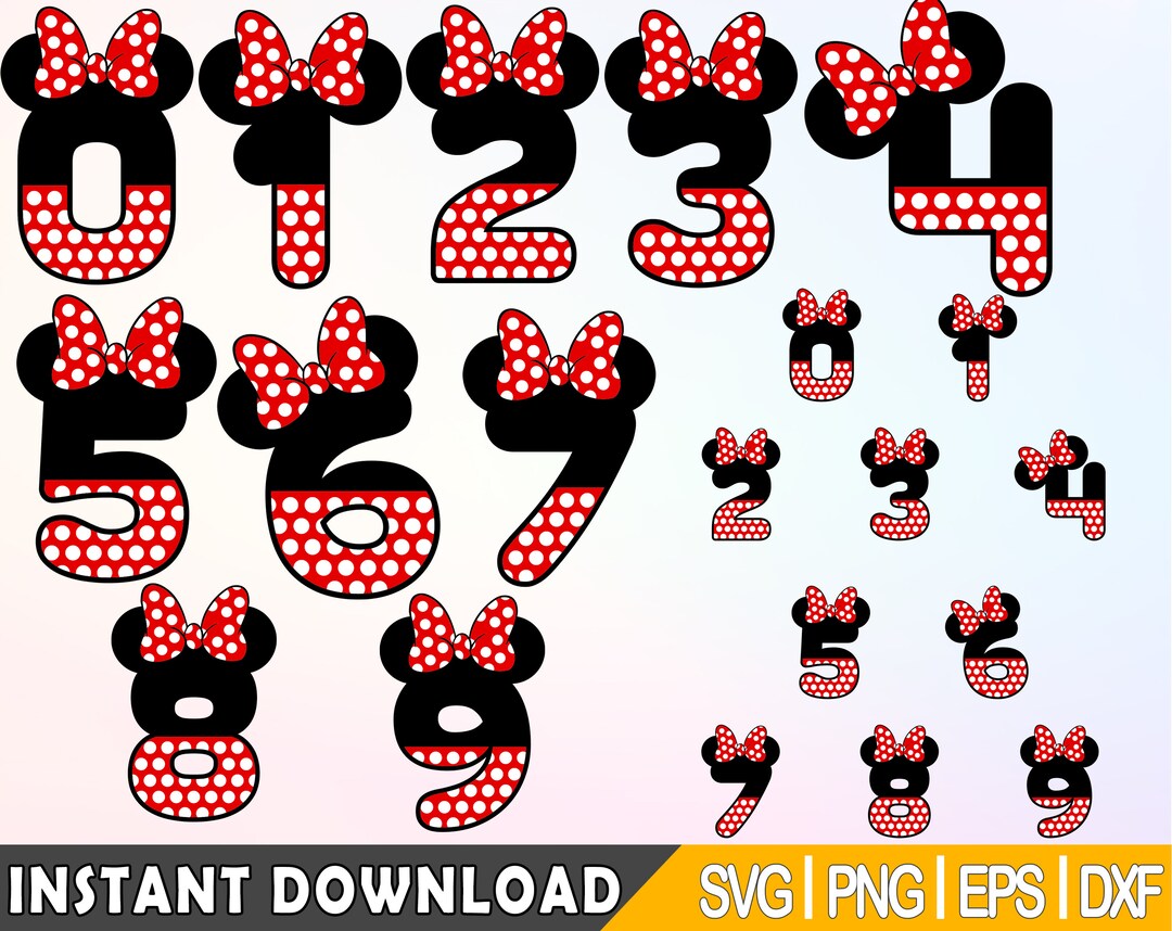 10 Mickey Minnie Number Font Svg Bundle Layered Item - Etsy México