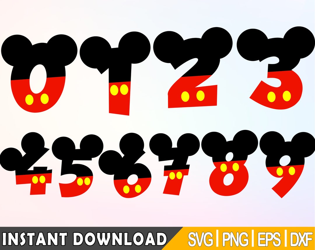 10 Mickey Minnie Number Font Svg Bundle Layered Item - Etsy Singapore