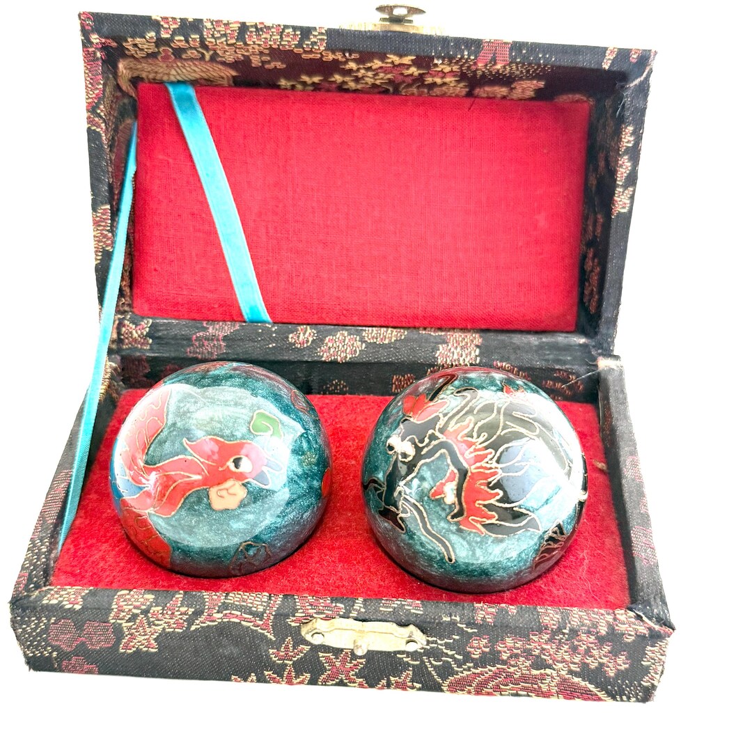 Vintage Chinese Relaxation Baoding Balls W/ Hand Painted Dragons ...