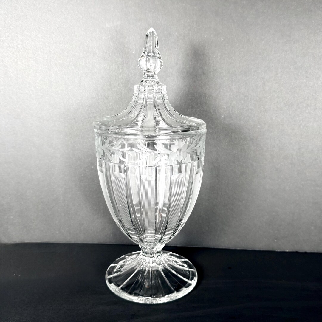 Antique 1920s Heisey Glass Recessed Panel Candy Apothecary Jar Cutting ...