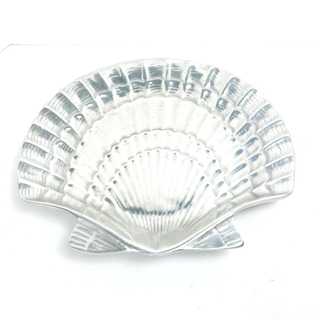 Vintage Guadalupe Imports Aluminum Seashell Platter: Handcrafted ...