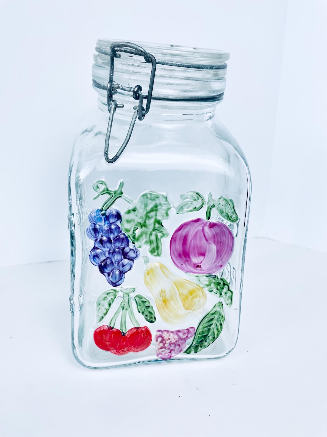 Vintage Glass Angled Neck Canister Jar Casadis Milano Farms Products ...