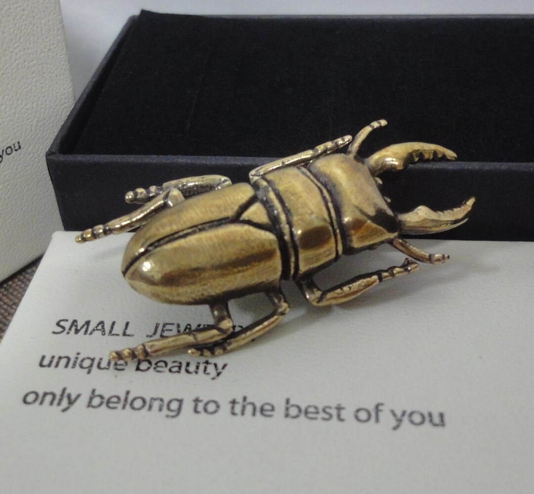 Retro Solid Brass Beetle Insect Figurine Statue Garden Ornament With ...