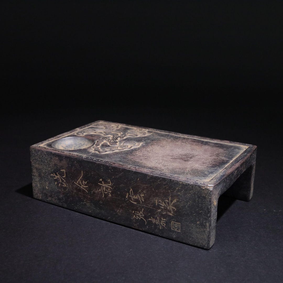 Antique Chinese Duan Inkstone Hand Carving Bird on Tree Ink Stone ...