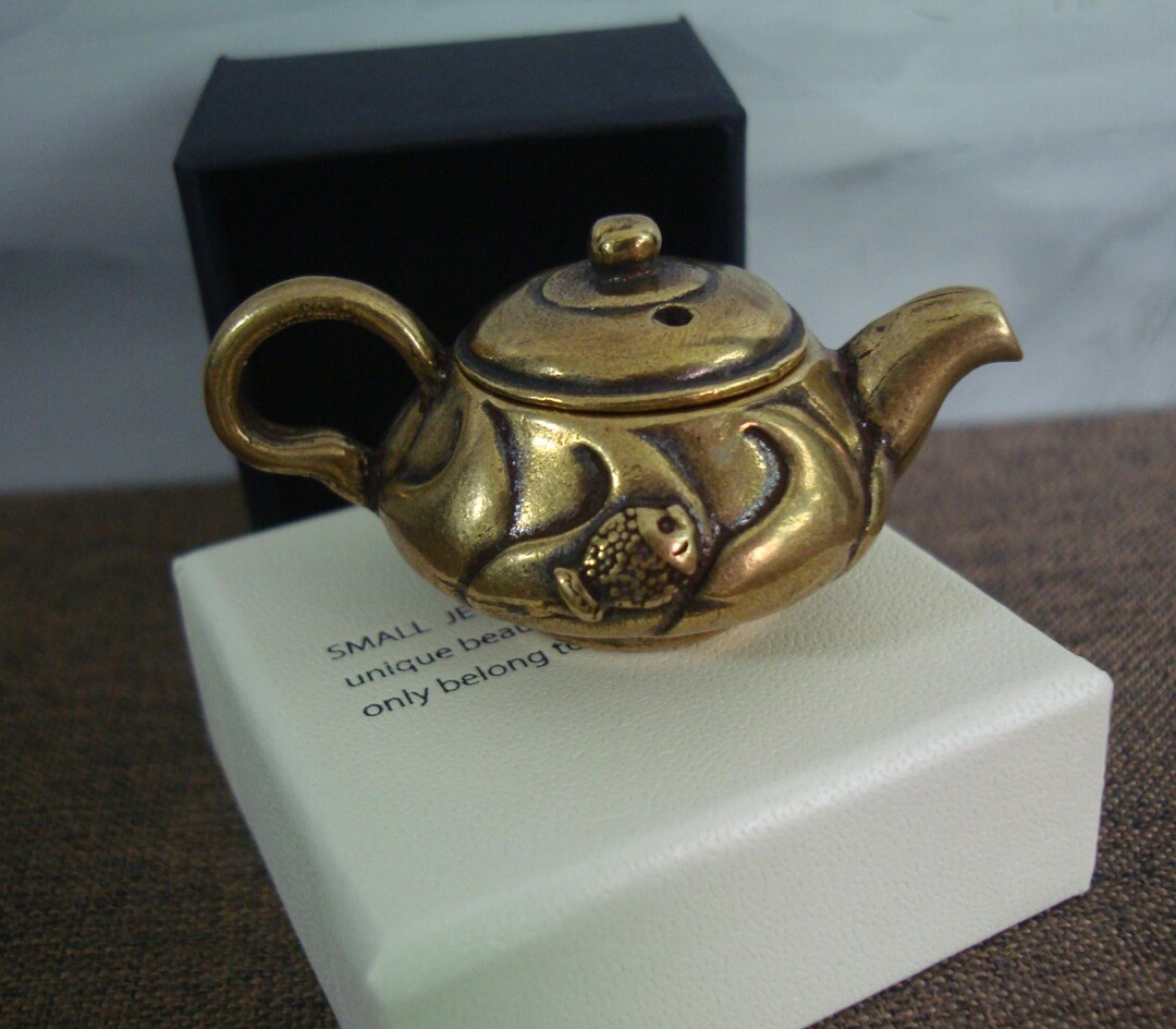 Retro Brass Small Teapot Statue Home Ornament With Gift Box - Etsy