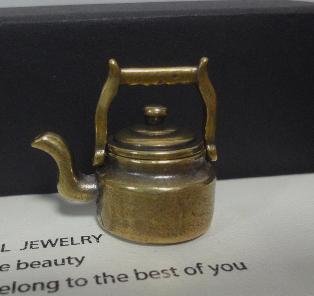 Retro Brass Small Handle Teapot Statue Home Ornament With Gift Box - Etsy