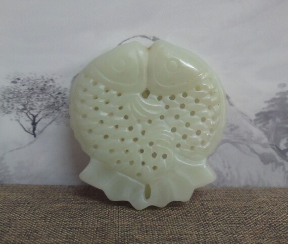 Rare Old Chinese Hand Carving Double Fish Statue Natu… - Gem