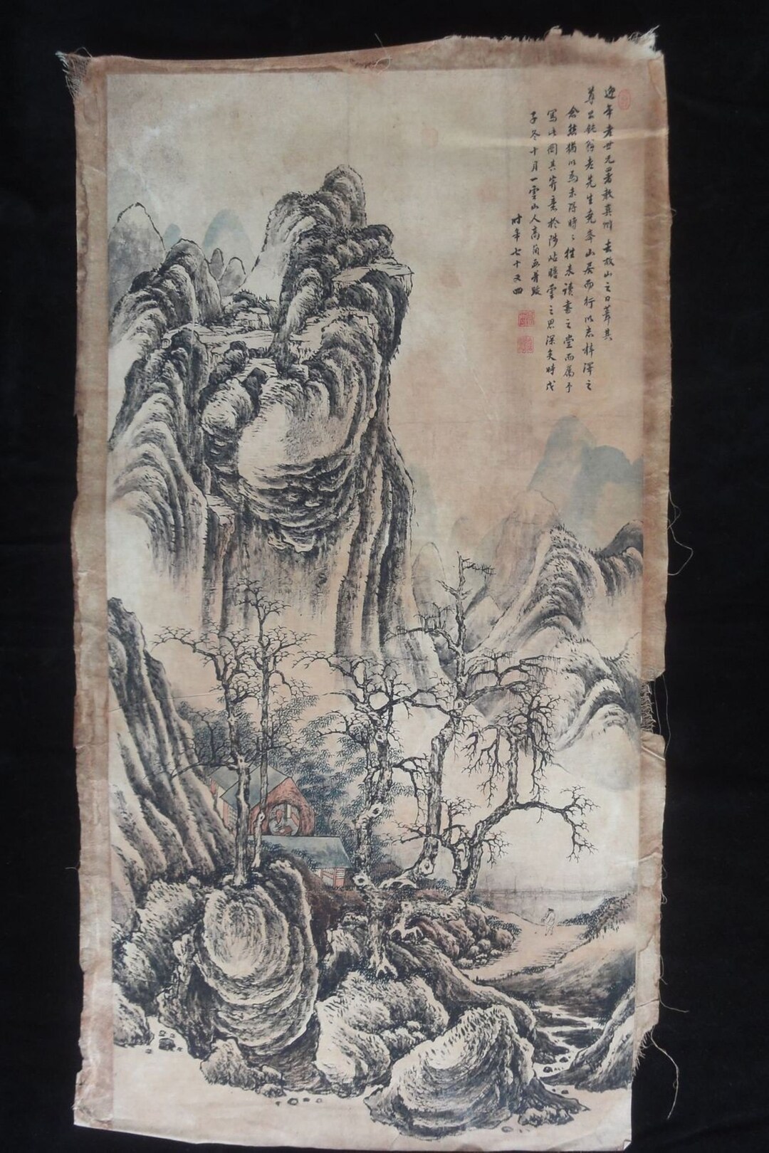 Very Large Old Chinese Hand Painting Landscape and Man gaojian Marks - Etsy