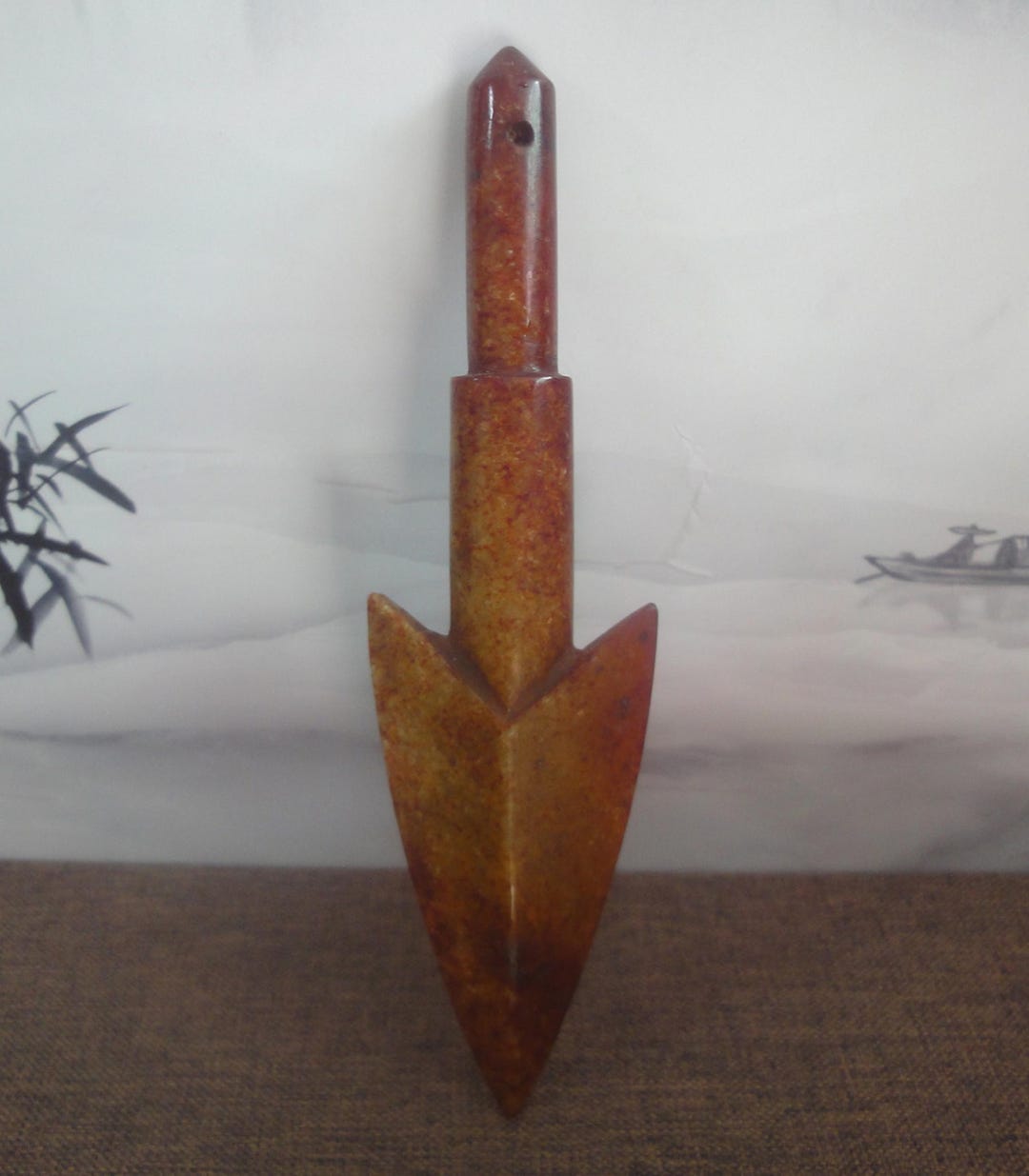 Very Rare Old Chinese Hand Carving Arrow Natural Brown Red Jade Pendant ...