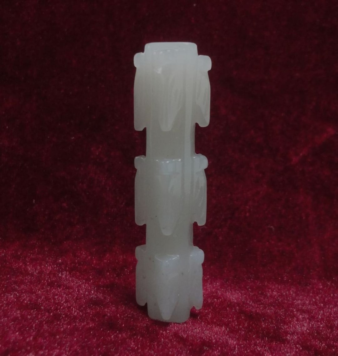 Fine Old Chinese Hand Carving Natural Nephrite White Jade Stick Pendant ...