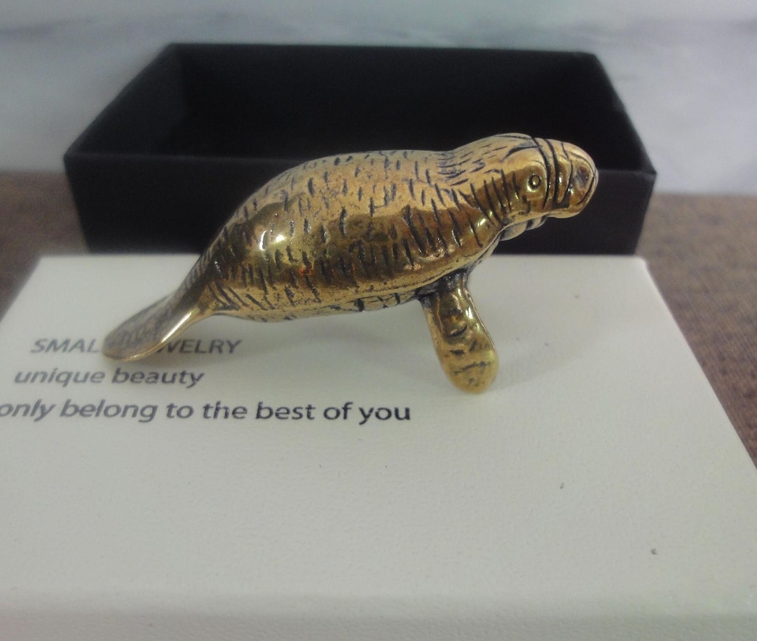 Retro Solid Brass Animal Statue Cute Sea Lion Figurine Sculpture With ...