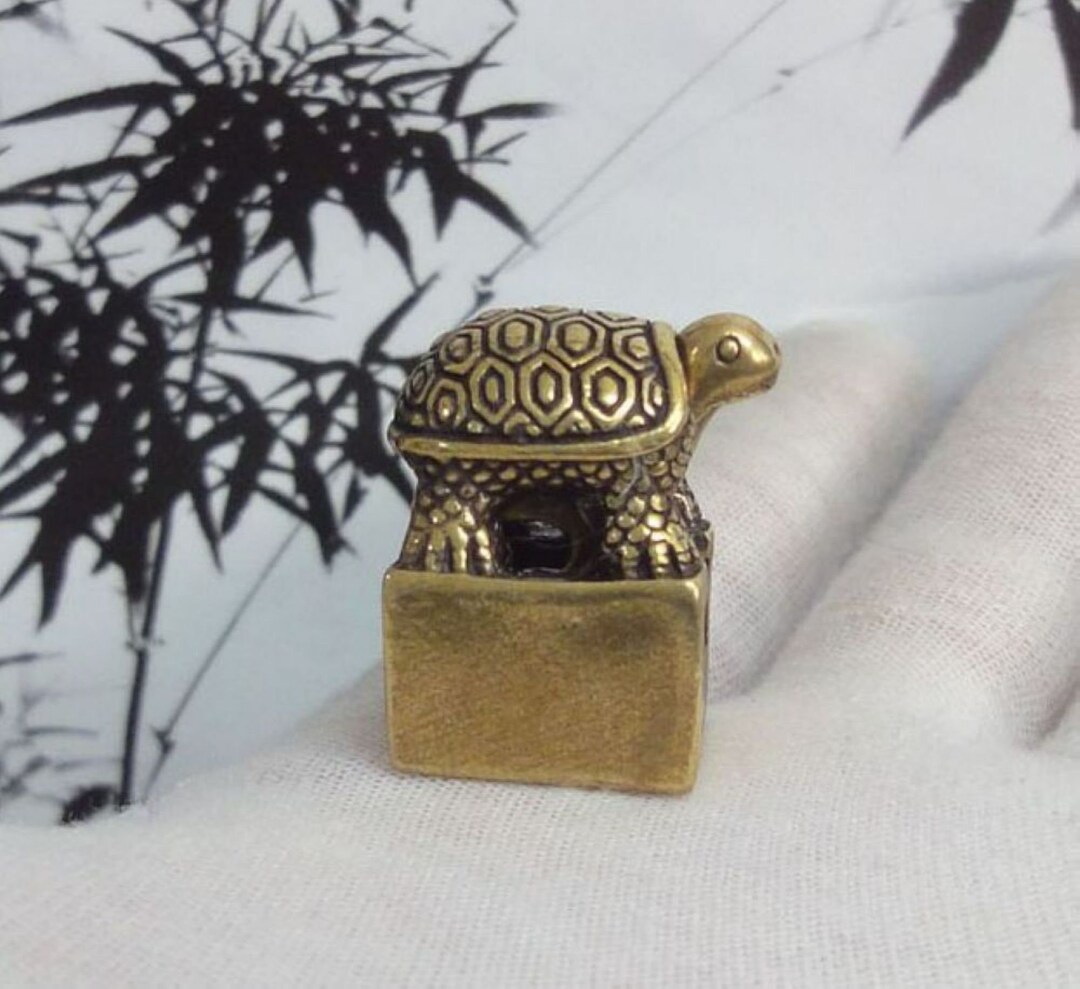 Antiqued Brass Mother-and-son Seals Turtle Statue Set - Etsy