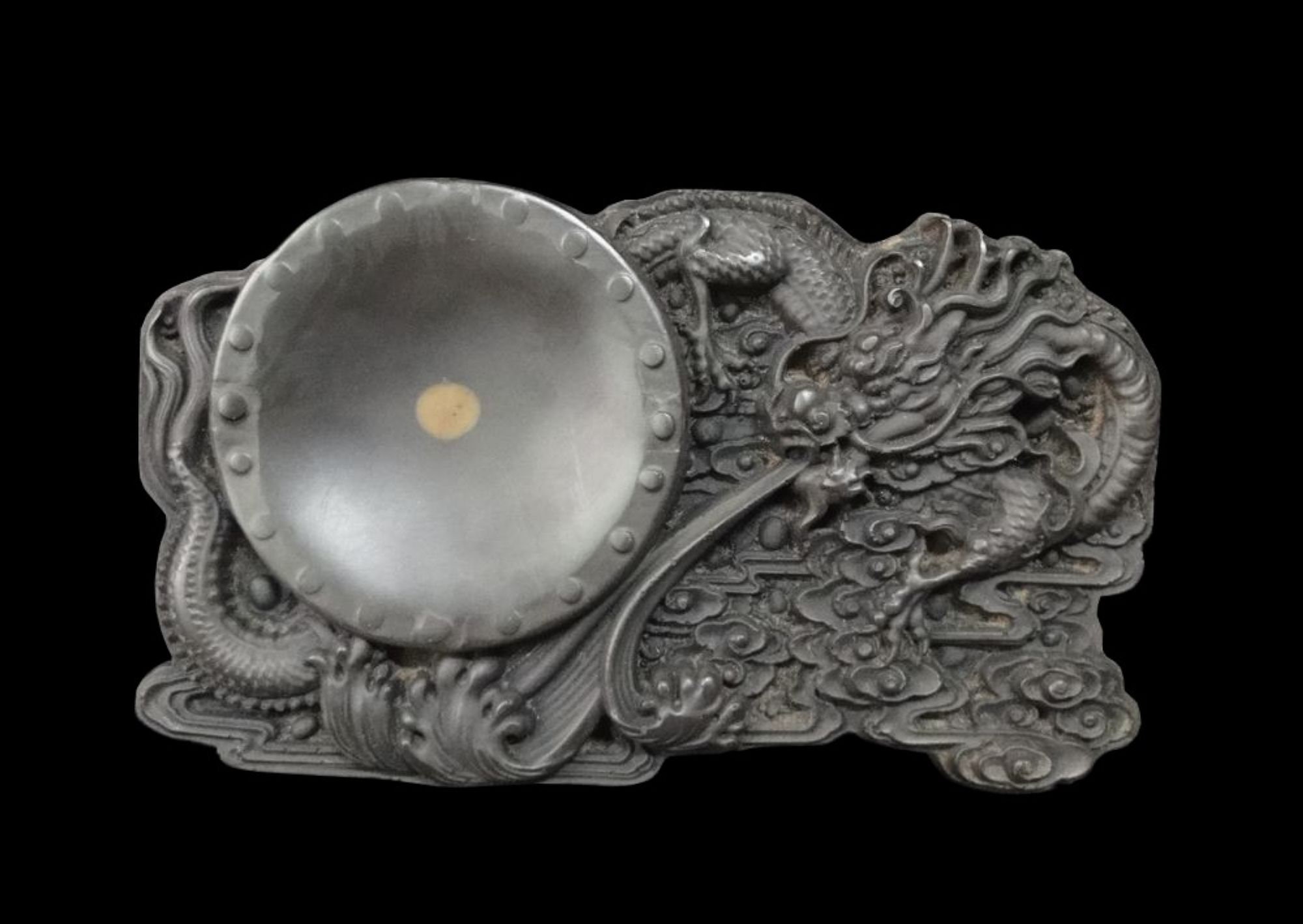 Old Chinese Inkstone Hand Carving Dragon Ink Stone Ink Slab Mark W/ Ink ...