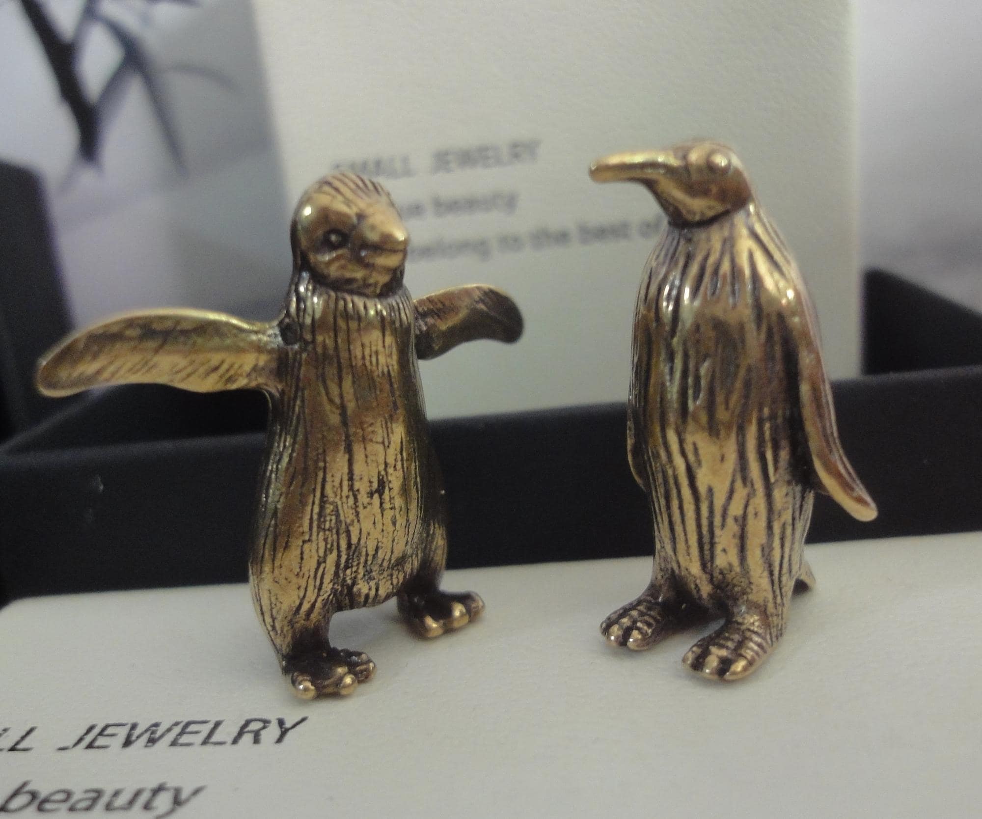 Retro Brass Penguin Couple Figurine: Home Ornament With Gift Box - Etsy