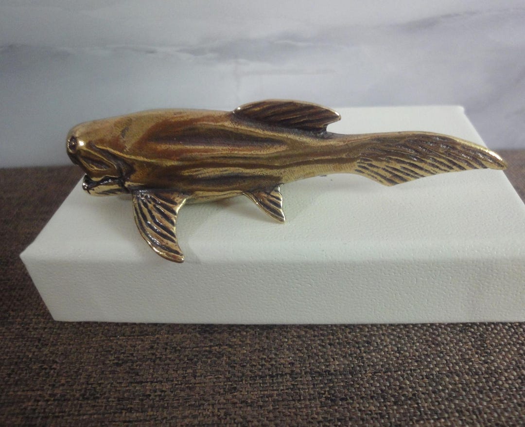 Retro Solid Brass Dunkleosteus Fish Figurine Sculpture Home Ornament ...