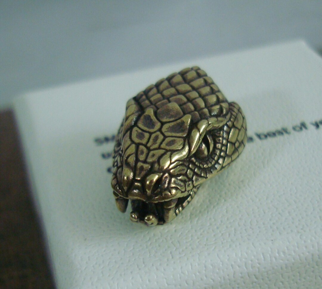Retro Solid Brass Snake Head Figurine Statue Pendant for House Office ...