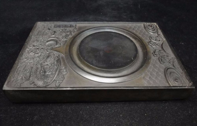 Fine Old Chinese Hand Carving Dragon Rectangle Ink Stone With Ink Stick ...