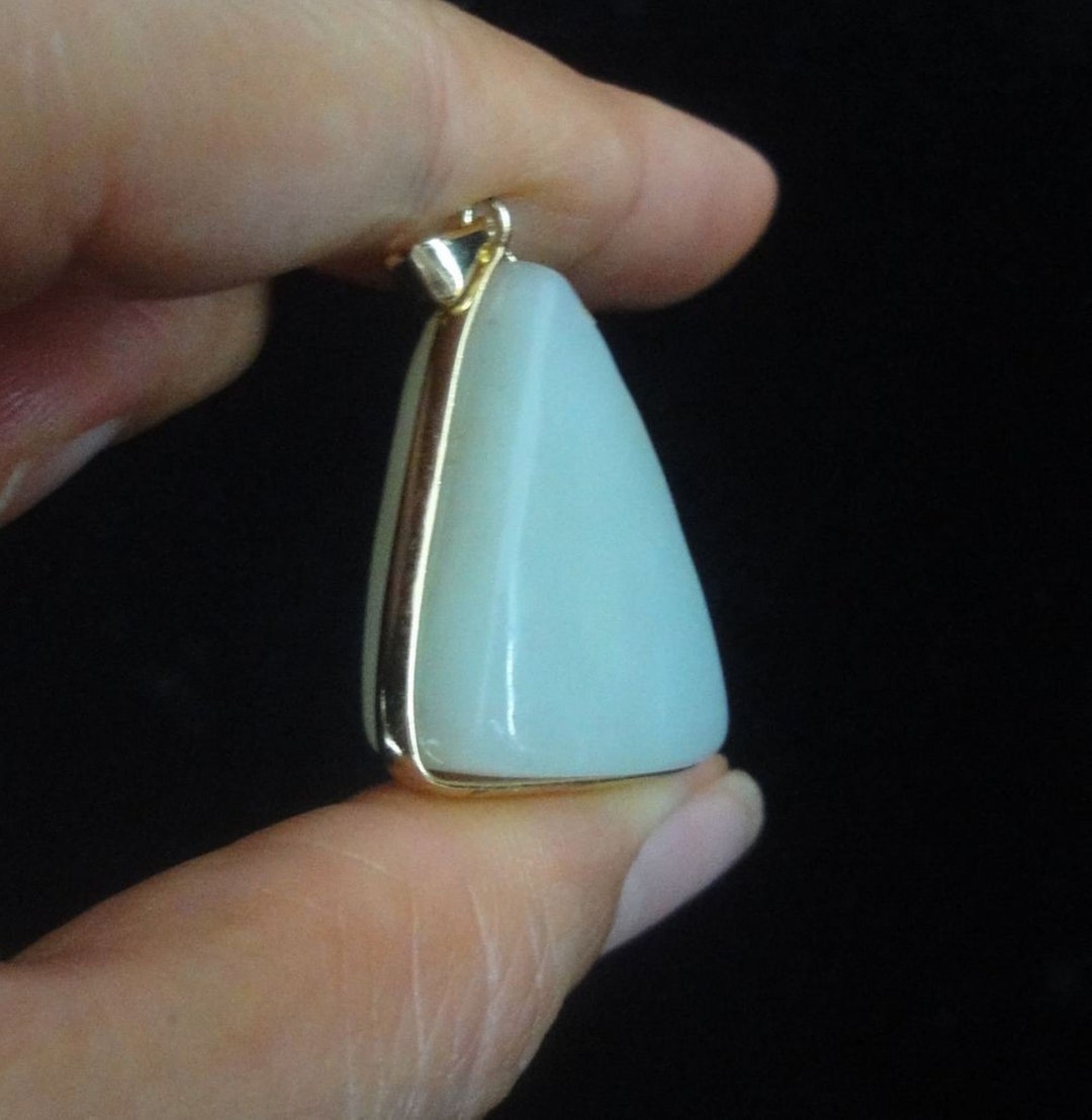 Chinese Old Hand Carving Triangle Natural White Raw Stone Jade Women ...